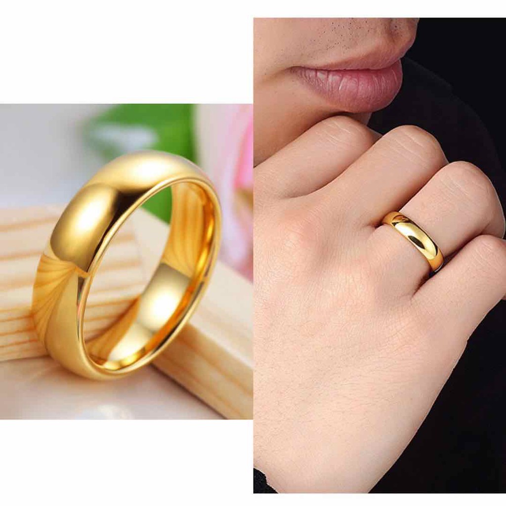 [Maii] Gold Stainless Steel Wedding / Couple / Solo Plain Ring ...