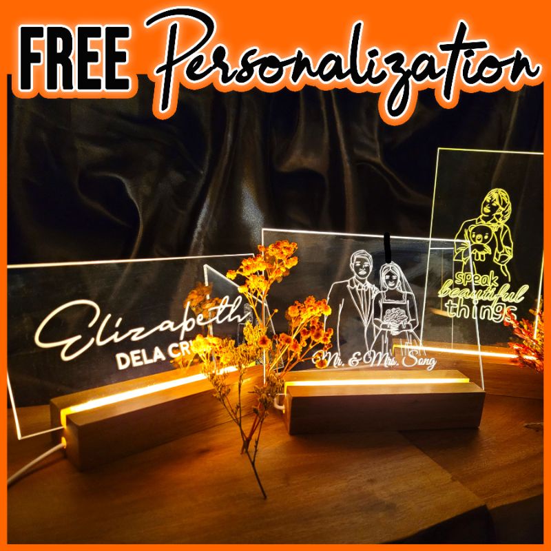 Personalized Acrylic LED Lamp | Night Desk Light | Customized/Engraved ...