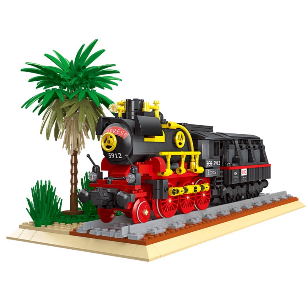 676PCS MOC Classic Steam Locomotive Train Track Scene Model Toy ...