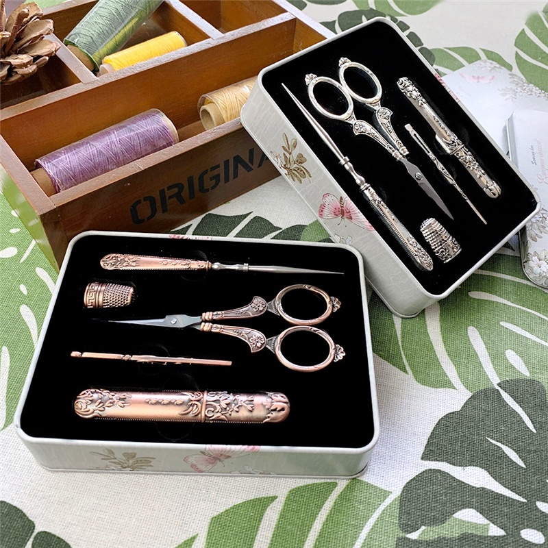 Antique Sewing Supplies Set Sewing Shears Embroidery Needle Needlework ...