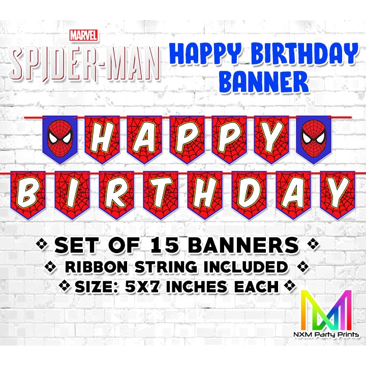SPIDERMAN HAPPY BIRTHDAY Banner Banderitas | Shopee Philippines