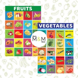 LAMINATED Fruits & Vegetables Chart | A4 Size | Educational Wall Chart ...