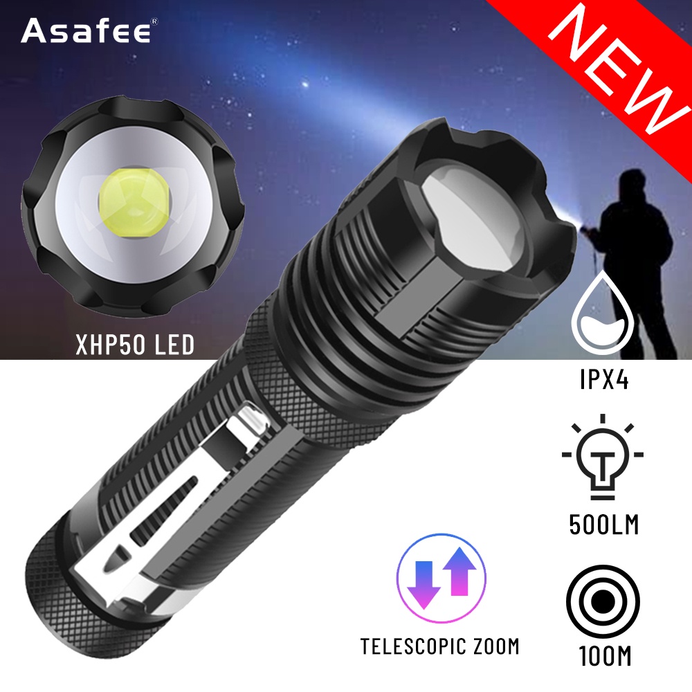 Asafee 101 XHP50 Mini LED flashlight Zoom Torch Light Super Bright ...