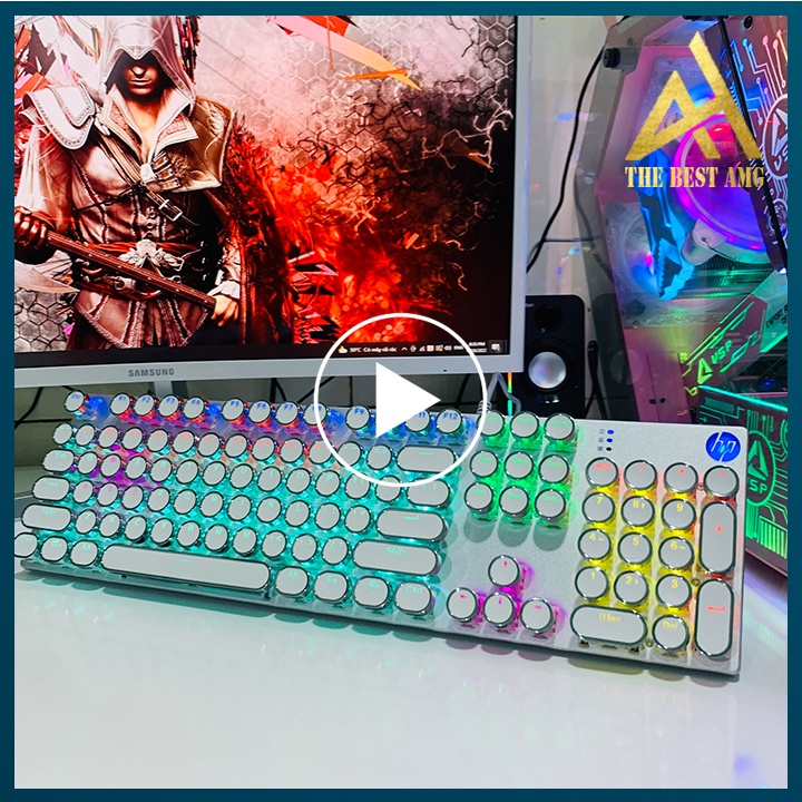 Hp GK400Y Led Keycap Mechanical Gaming Keyboard White Round Button ...