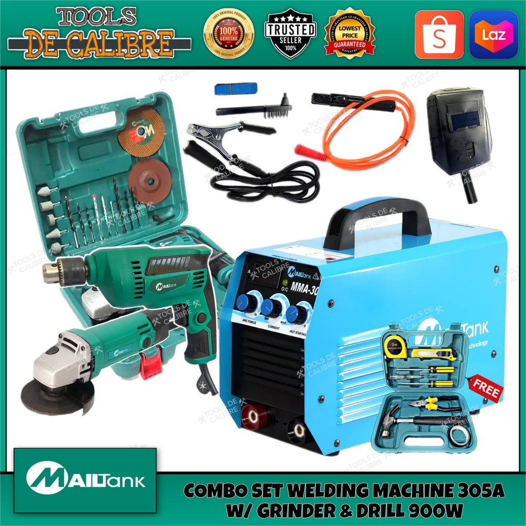 MAILTANK Combo Set Welding Machine 305A w/ Grinder 900W & Drill 900W w ...