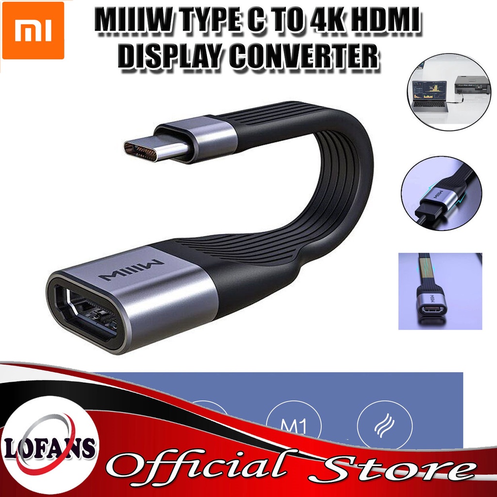 Xiaomi MIIIW Type-C to 4K HDMI Adapter Display Cable Converters ...