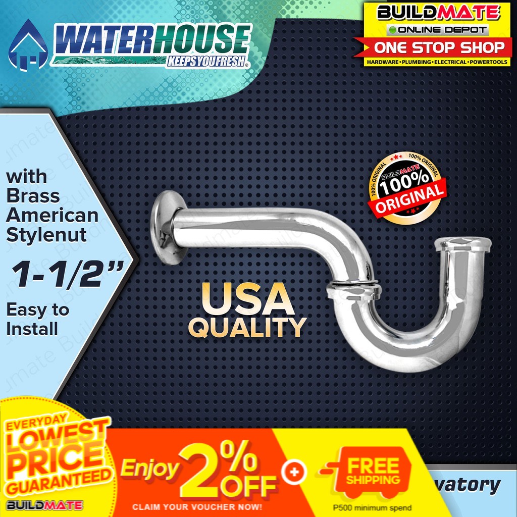 WATERHOUSE Stainless P Trap with Brass American Nut 1-1/2" | 1-1/4 ...