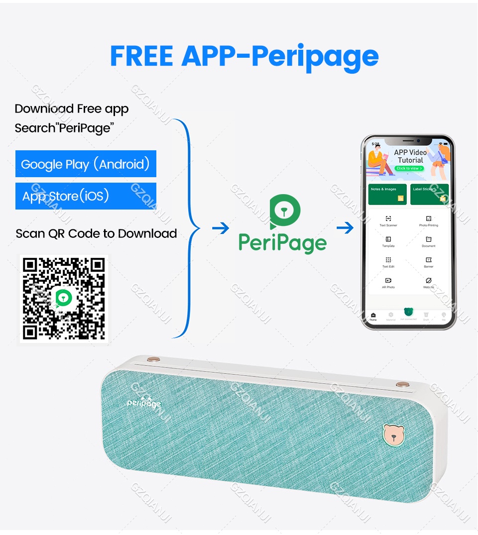 New Peripage Portable A4 Printer Wireless Direct Thermal Printer Mobile ...