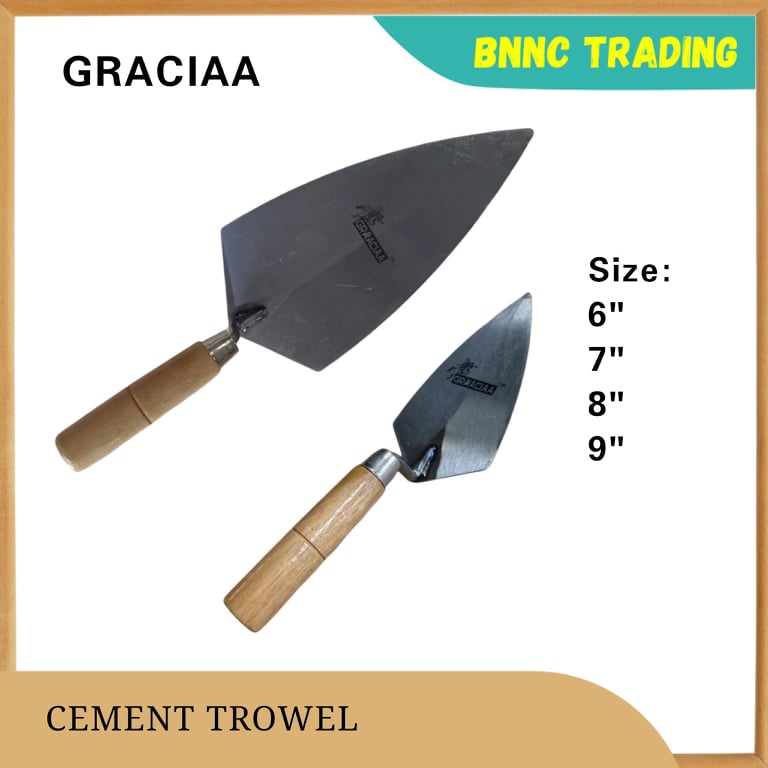 GRACIAA CEMENT TROWEL WITH WOOD HANDLE (6",7",8",9") | Shopee Philippines