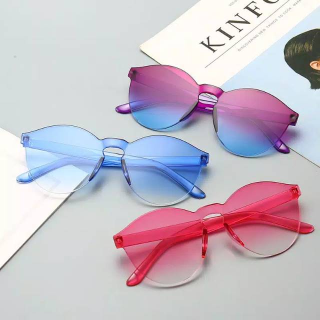 Frameless simple Transparent Women's fashion Sunglasses Without Frames ...