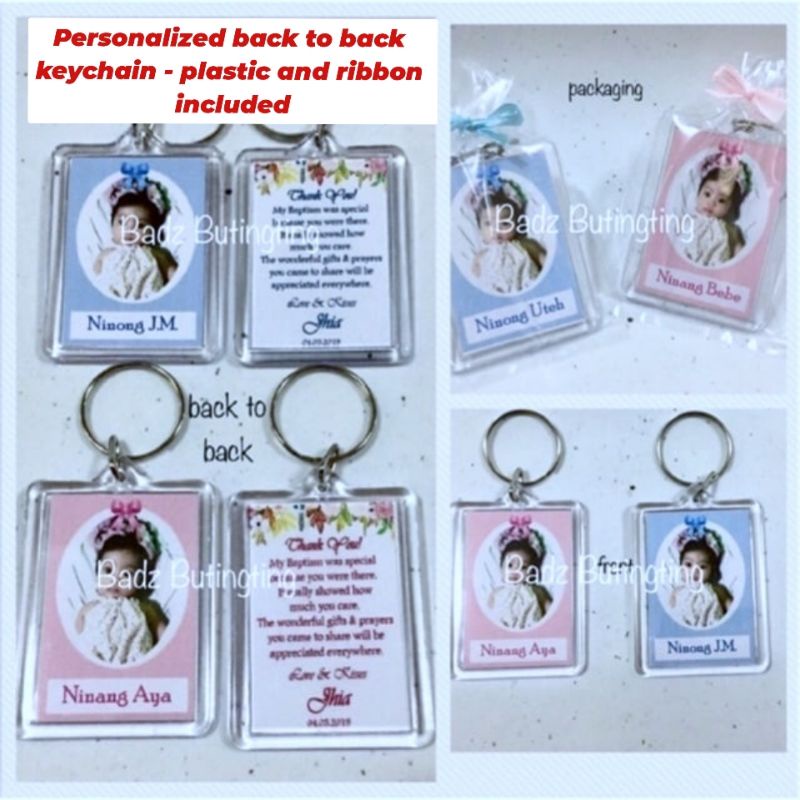 Personalized back to back keychain with plastic & ribbon for souvenir ...