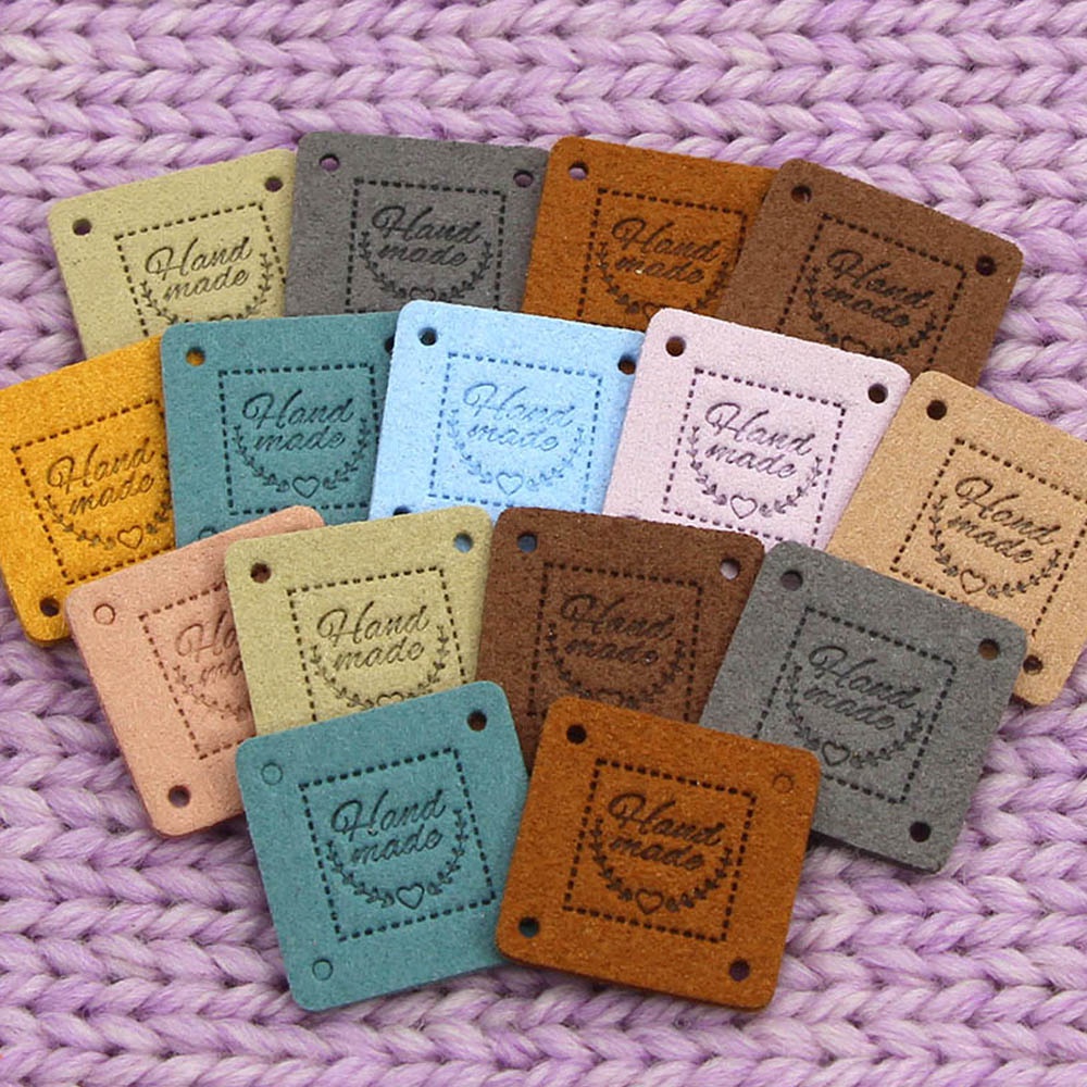 50Pcs 25MM Square Tags For Handmade Label Fiber Leather Labels for ...