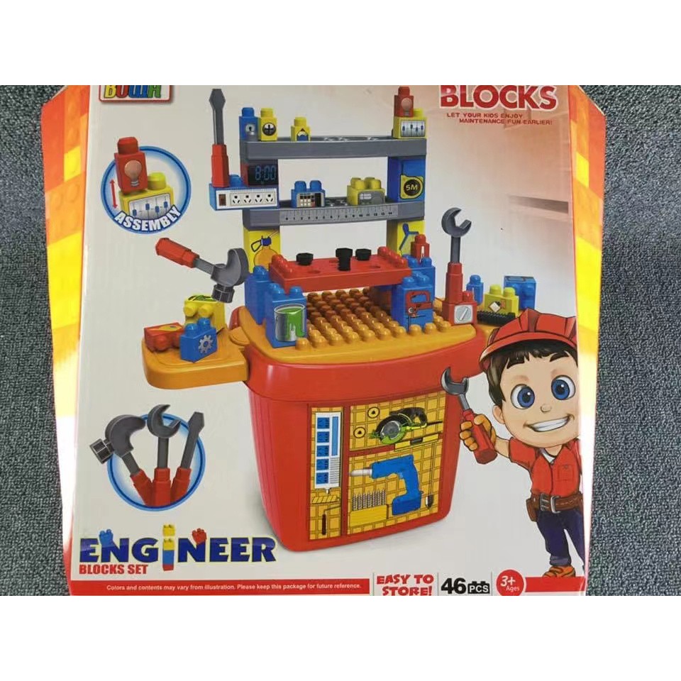 46PCS Kids 2in1 Building Blocks Set Engineer Block set Educational ...