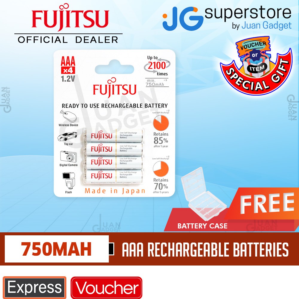 Fujitsu 1.2V 750mAh Ready-to-use NiMH Low Self-Discharge Rechargeable ...