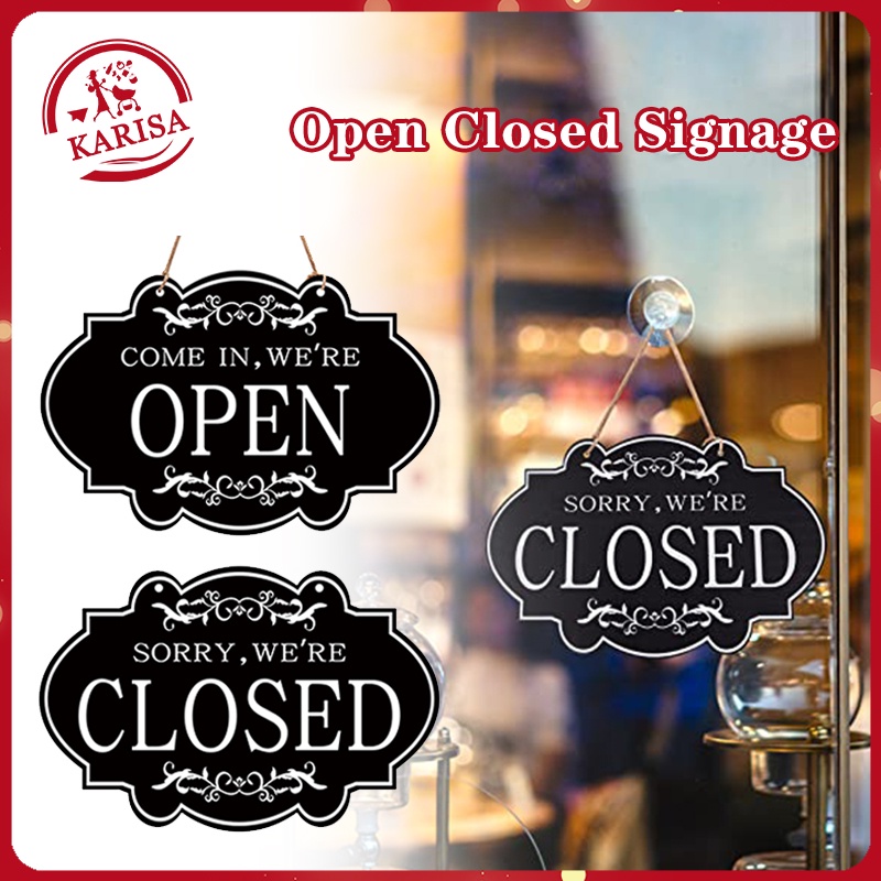 Wooden Business Double Sided Open Close Signage For Store Business Or ...