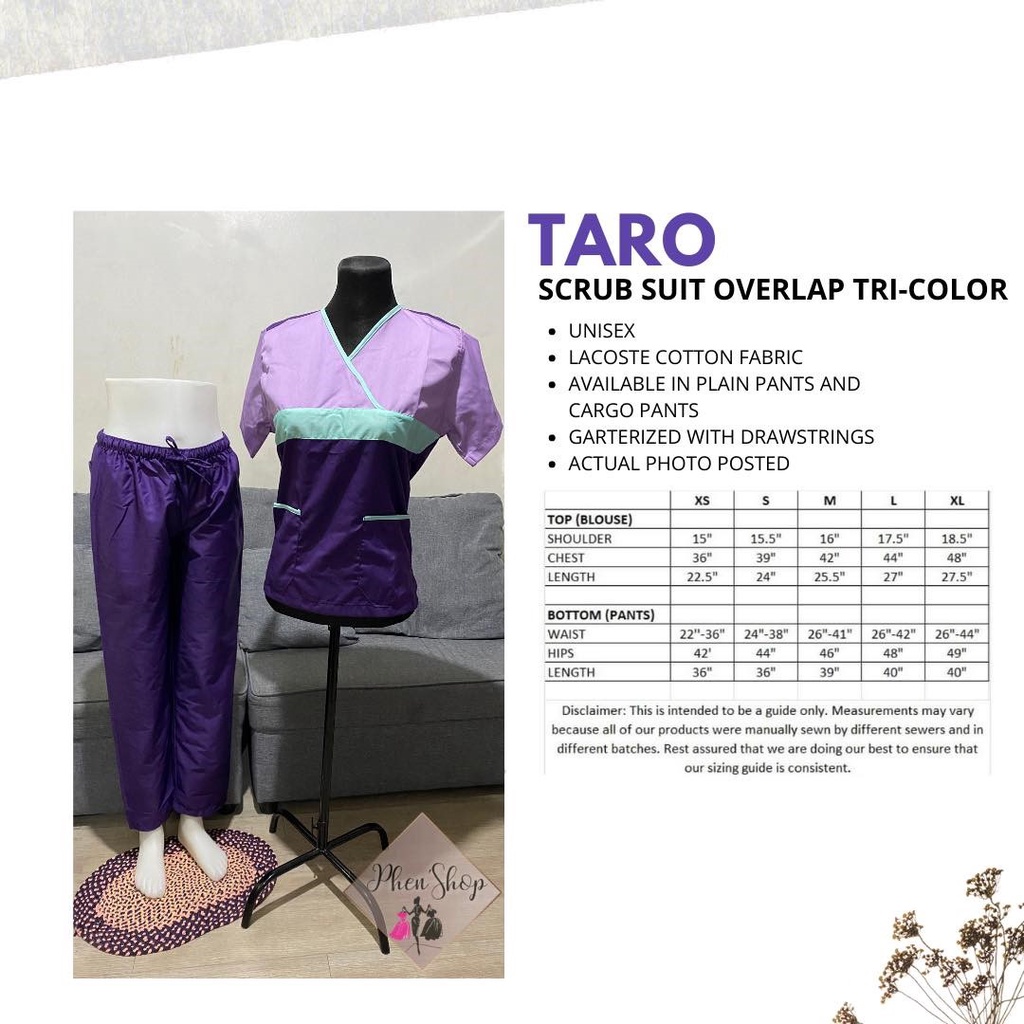 SCRUB SUIT SET OVERLAP TRI-COLOR ( TARO ) | Shopee Philippines