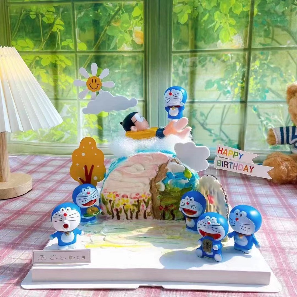 Doraemon cat cartoon cake topper toys for kids baby children gifts ...