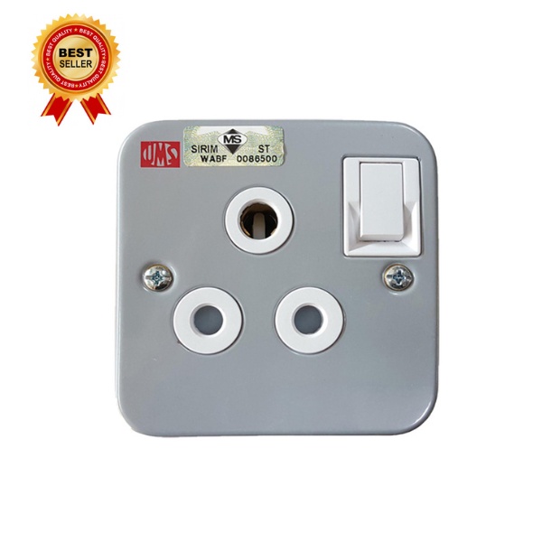 (SIRIM APPROVED)UMS 15A 1GANG METAL CLAS SOCKET OUTLET ROUND PIN SWITCH ...