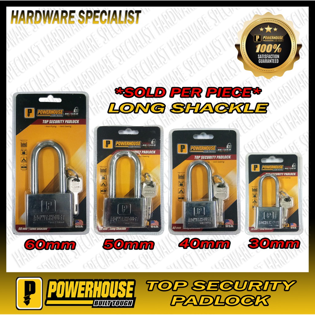 Powerhouse Top Security Padlock Long Shackle *SOLD PER SIZE* Original ...