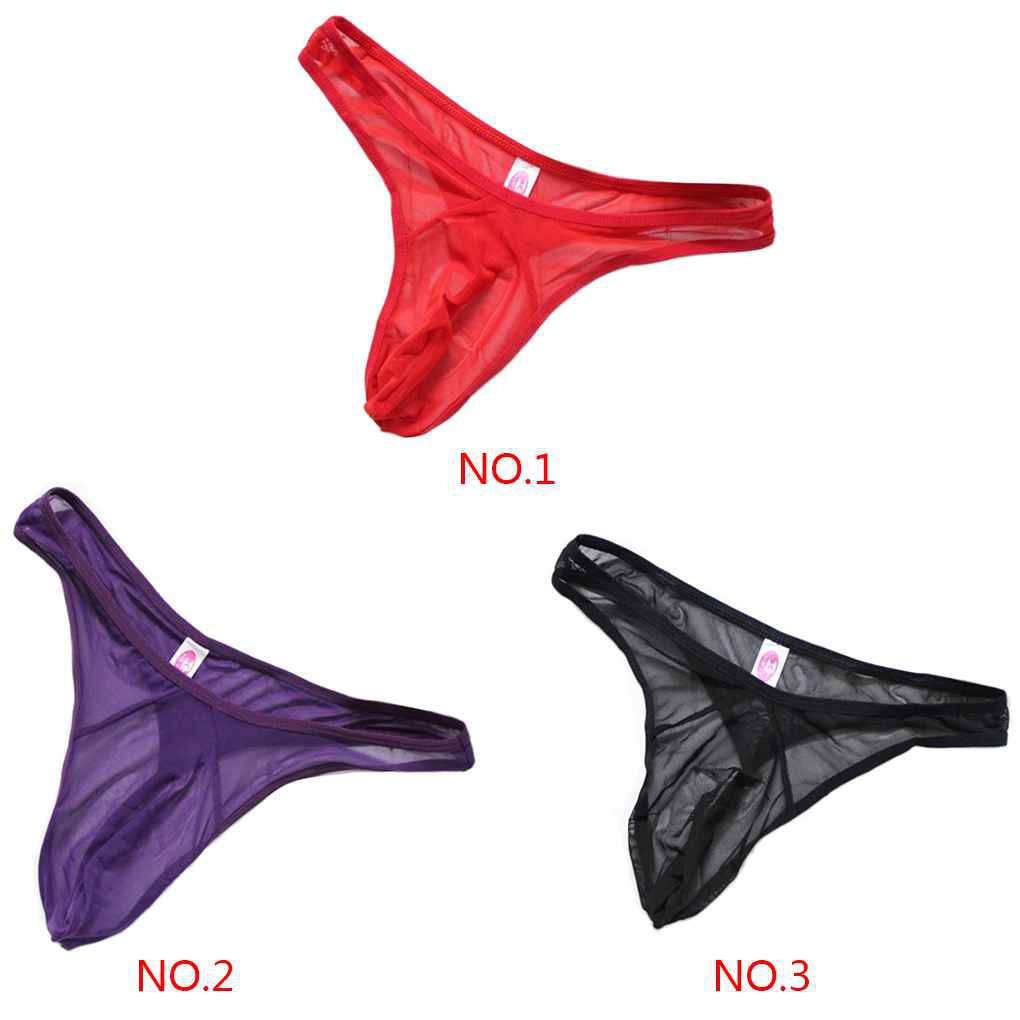 Men's Mesh Thong G-String Transprant Underwear Men Briefs Gay Erotic ...