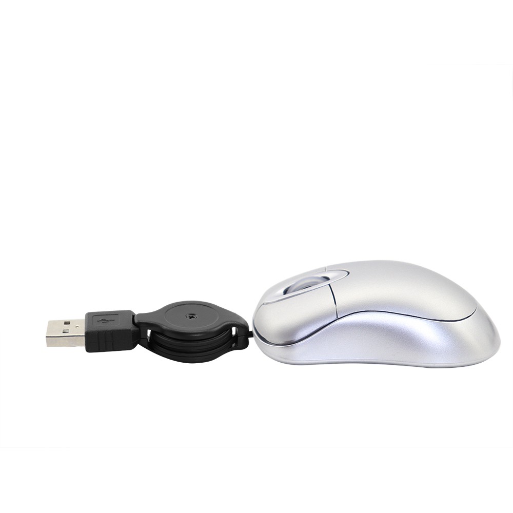 Portable Mini Mouse With Retractable Cord Optical USB Cable 1600 Dpi ...