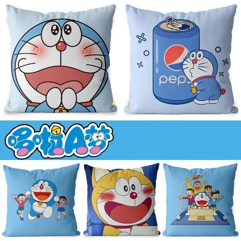 Double Side Doraemon Printed Sofa Cushion Case Cover With Invisible ...