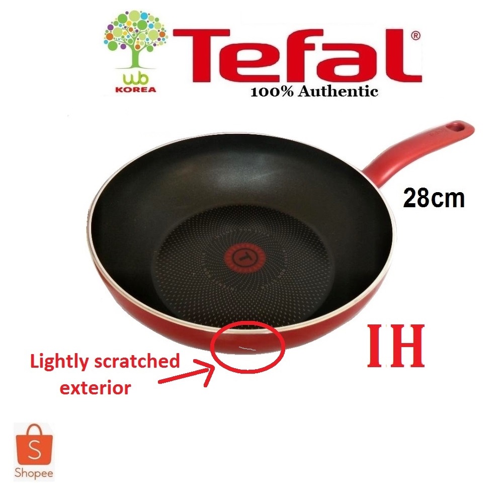 TEFAL Revelation Plus Induction Wok Pan 28cm Red (Light Scratched ...