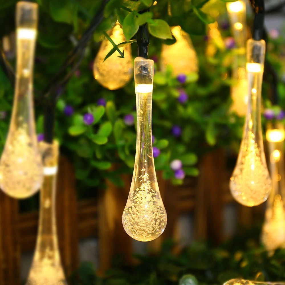 Solar 50 LED Light Raindrop 7M LED String Lights Fairy Lights ...