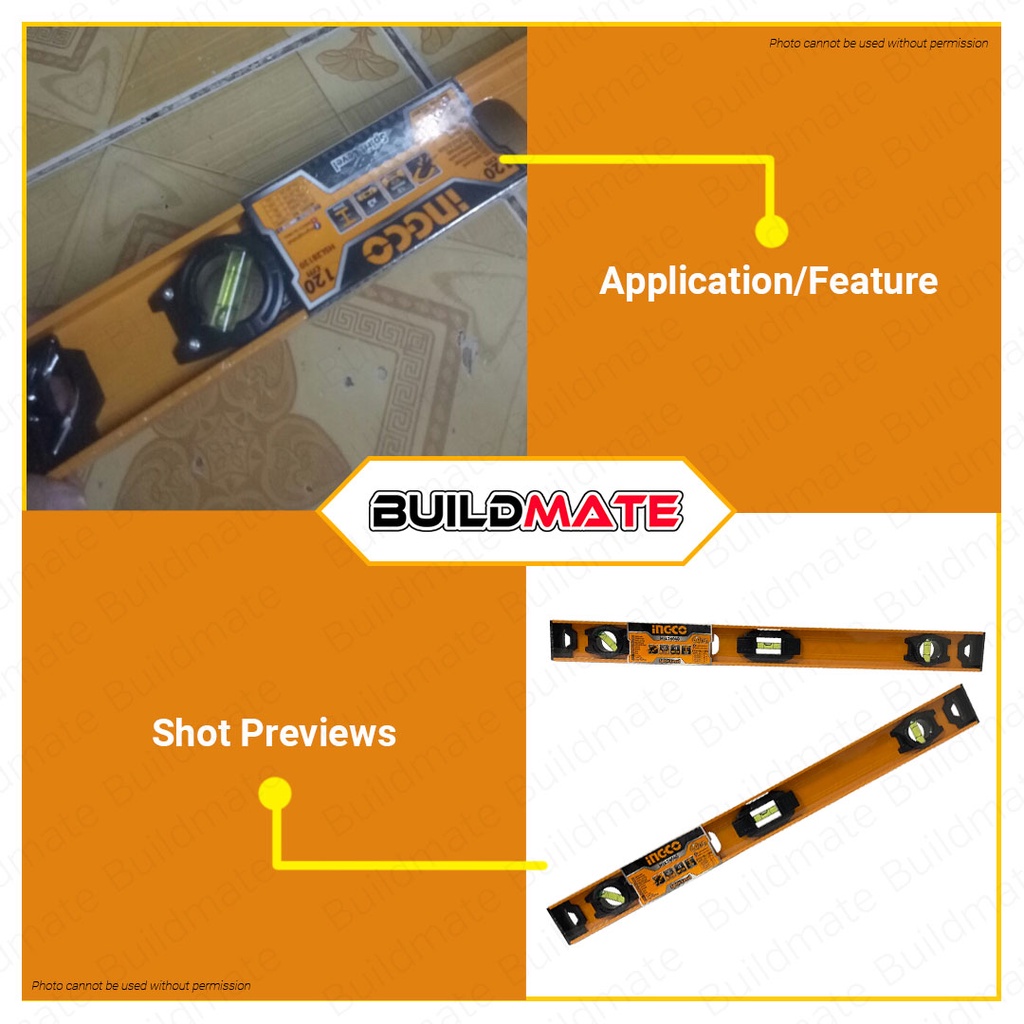 Buildmate x INGCO Spirit Level 60CM Magnetic x3 Accurate Vials Bubble ...