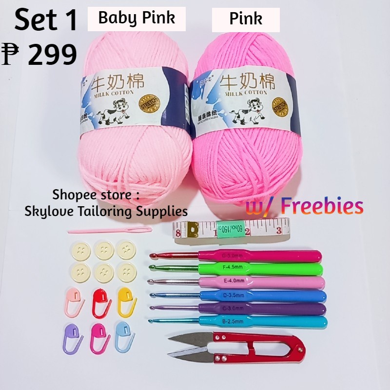 Crochet Beginner's Set | Starter Kit for Beginners | Milk Cotton Yarn ...
