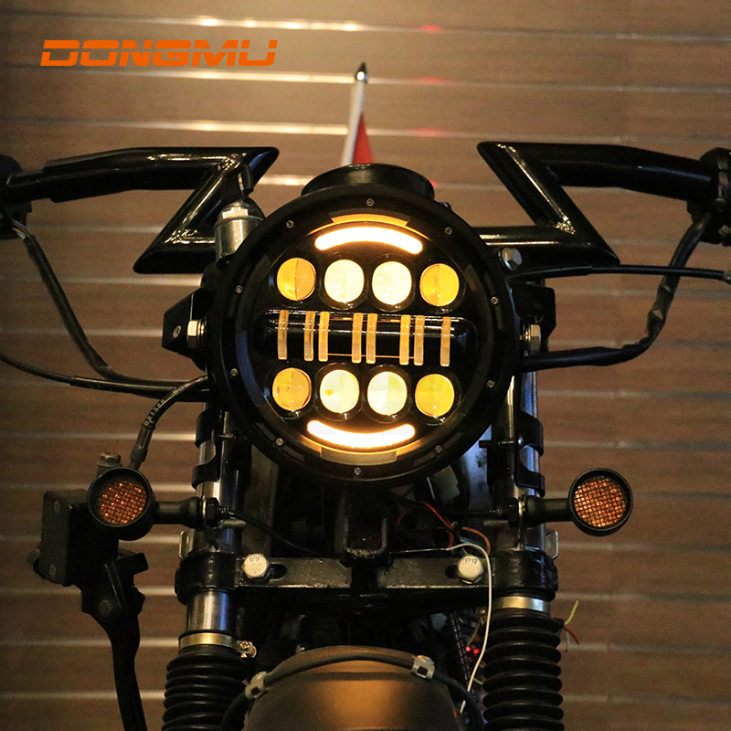 Universal 7 '55W LED Headlights Angel Eyes Headlight Motorcycle High ...