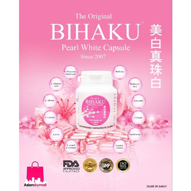 The Original Bihaku Pearl White capsules 500mg; 30 capsules | Shopee Philippines