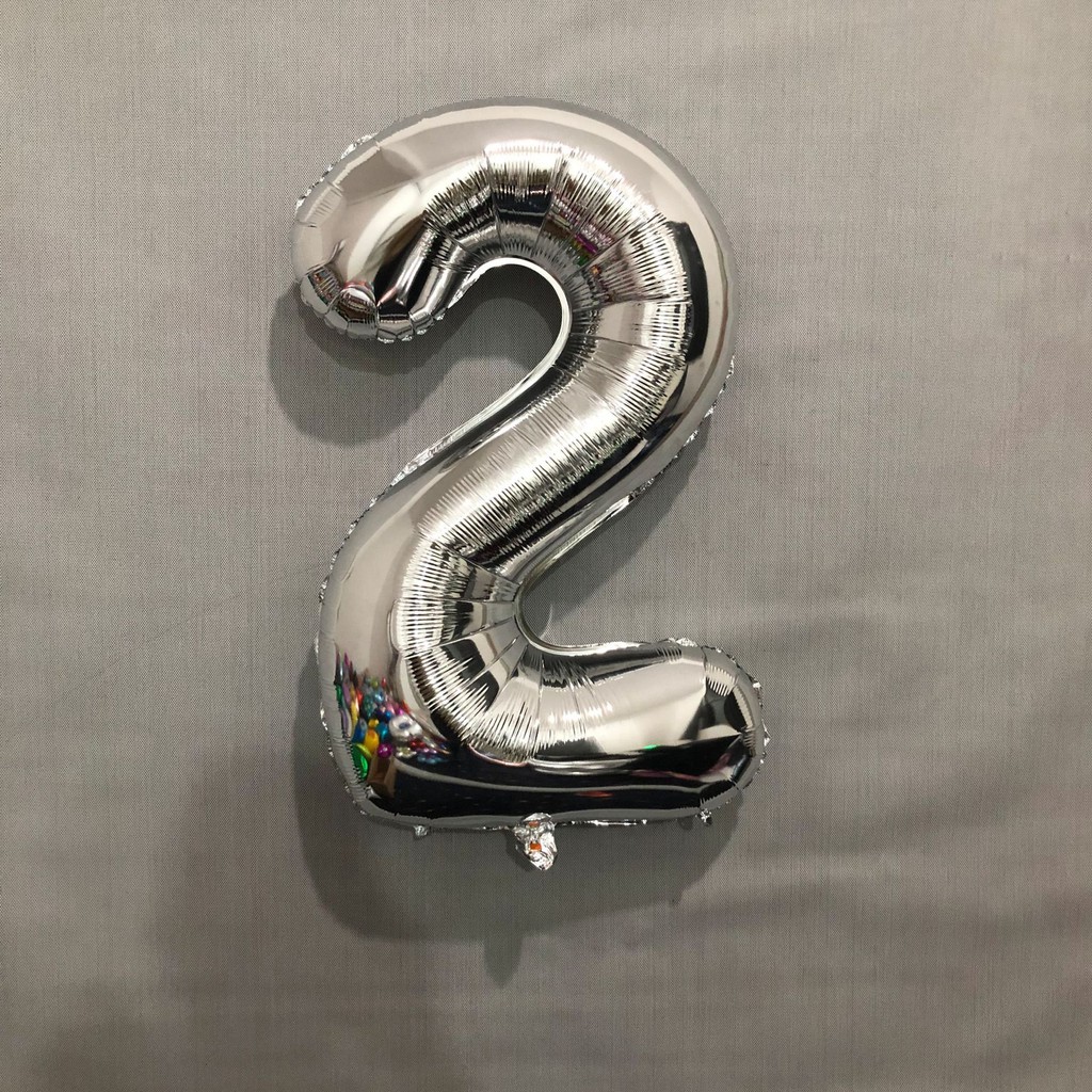 16” 0 to 9 birthday letter foil Balloon party decorations Silver foil ...