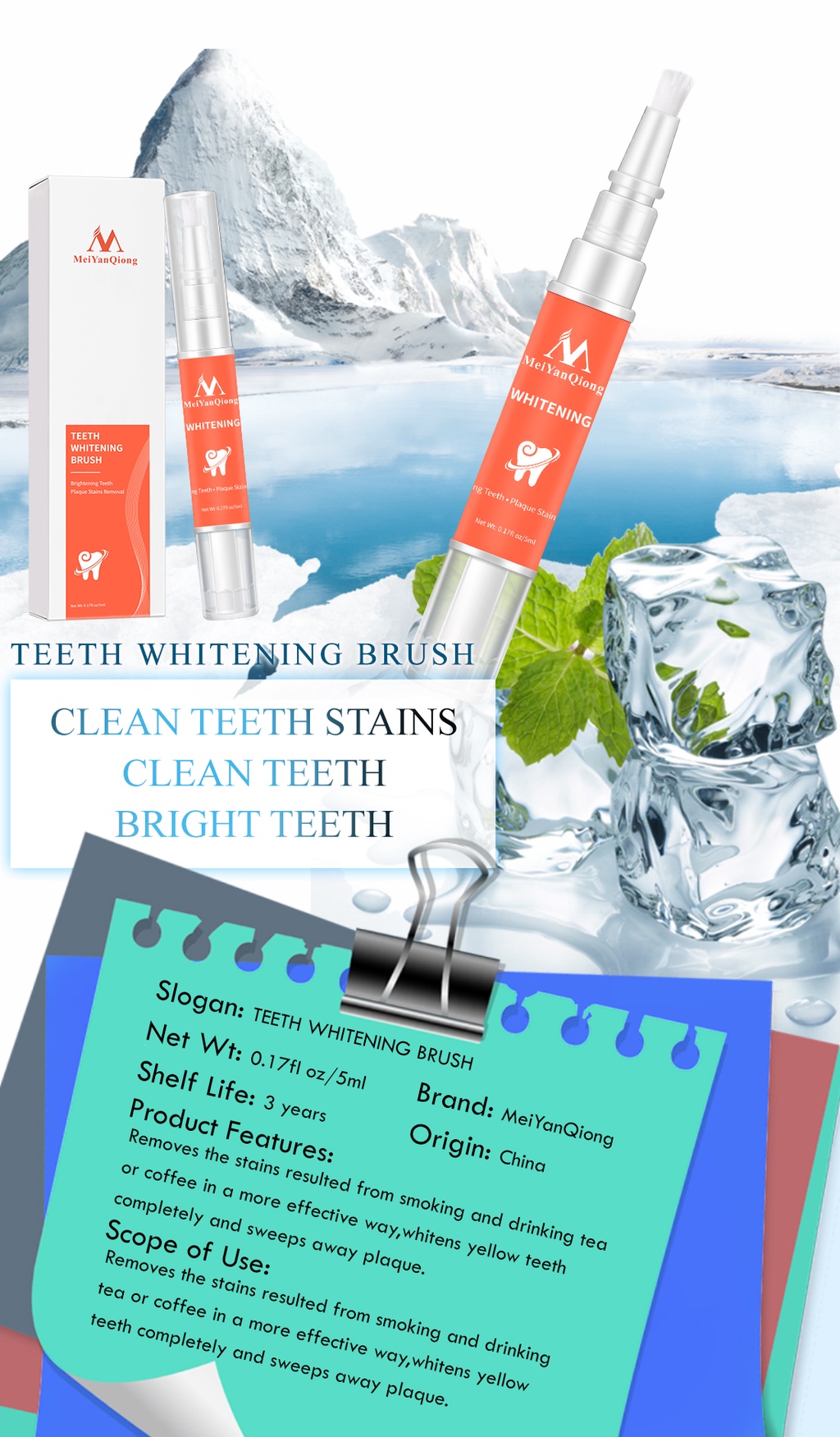 MeiYanQiong FDA Teeth Whitening Pen 3PCS Quick-Acting Whitening Serum ...