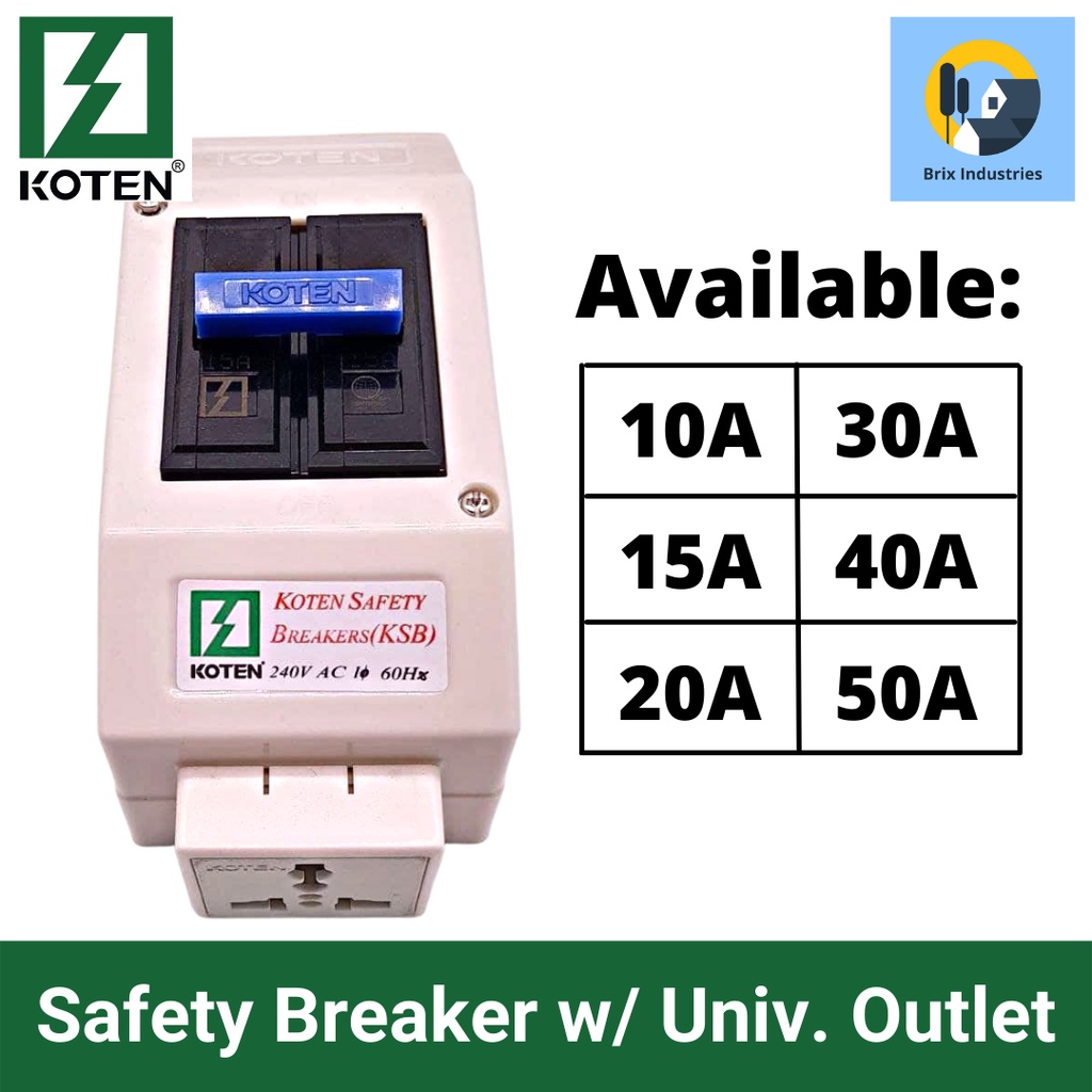 Koten Safety Breaker With Aircon Outlet Bolt-On KSB-S 2 Pole 10A 15A 20A 30A 40A 50A | Shopee ...