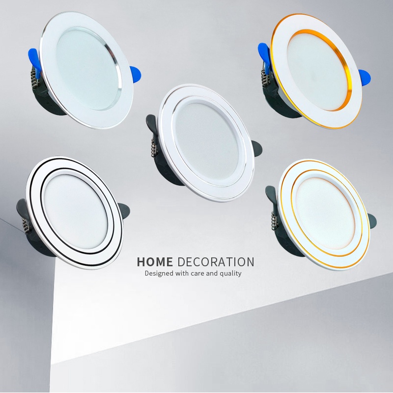 Downlight Ceiling Light Recessed Pin Light Led Tricolor 5W Round Panel ...