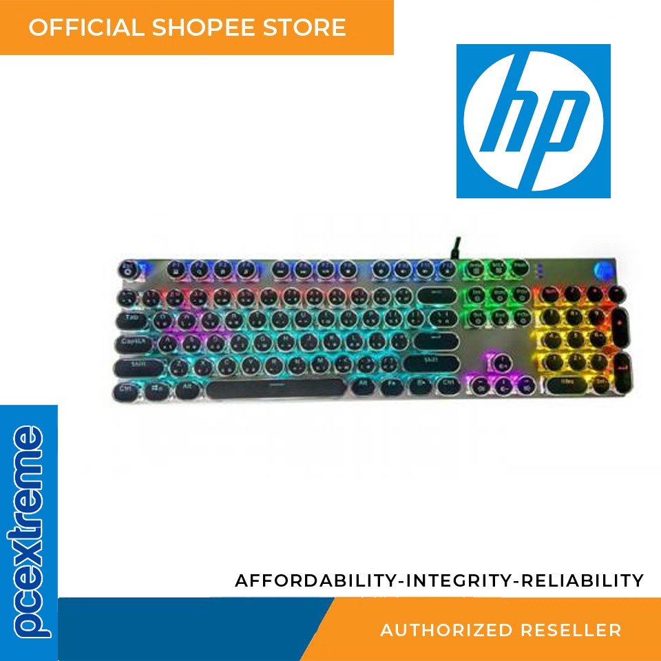HP GK400Y Typewriter Mechanical Keyboard Colorful Backlight with Metal ...