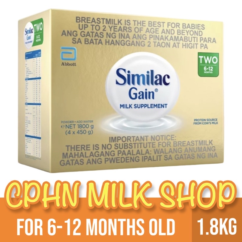 Similac Gain 1.8kg for 6-12 Months Old Infant Formula | Shopee Philippines