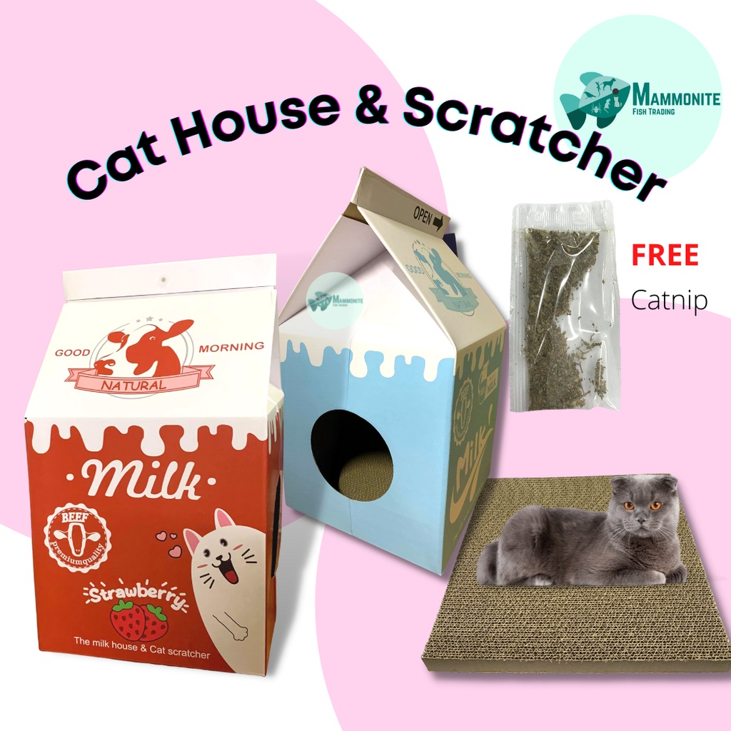 Pet Cat Milk Box Carton Litter Box and Scratch Pad with Catnip | Shopee ...
