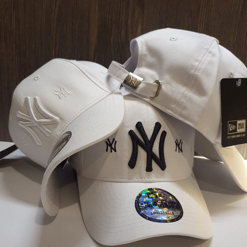 Nba Hat MLB new era premium build up logo NY White premium Imported ...