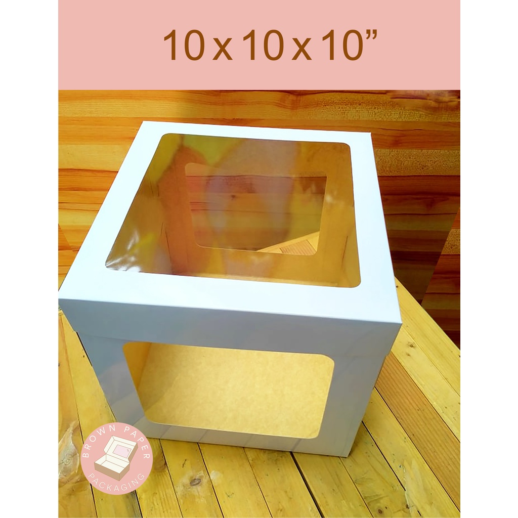 10x10x10 Reversible Tall Cake Box in packs of 5pcs (Brown Paper ...