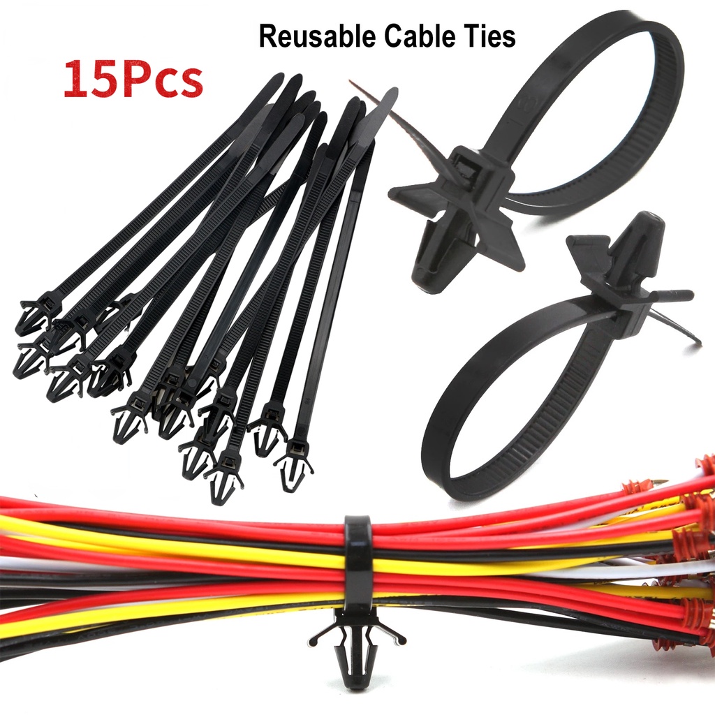 15Pcs Car Mount Wire Tie Clip Releasable Plastic Tie Wrap Cable ...
