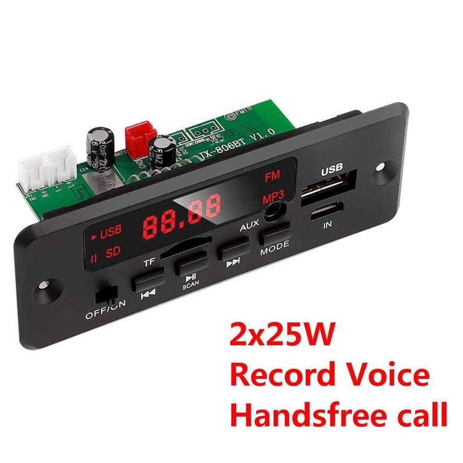 2*25W Amplifier MP3 Player Decoder Board 5V-18V Bluetooth 5.0 Car FM ...