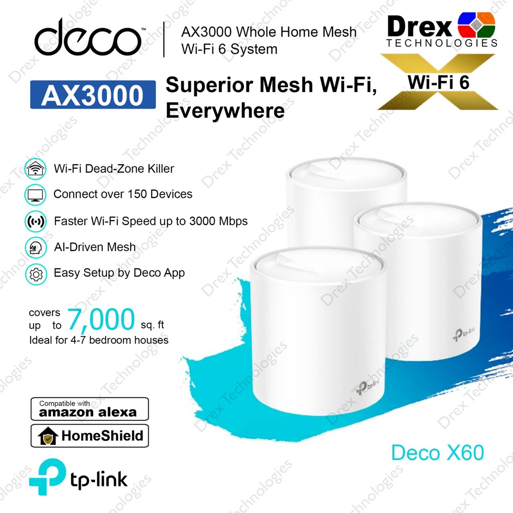 TP-LINK Deco X60 3-Pack Whole Home Mesh Wi-Fi 6 System AX3000 | Shopee ...