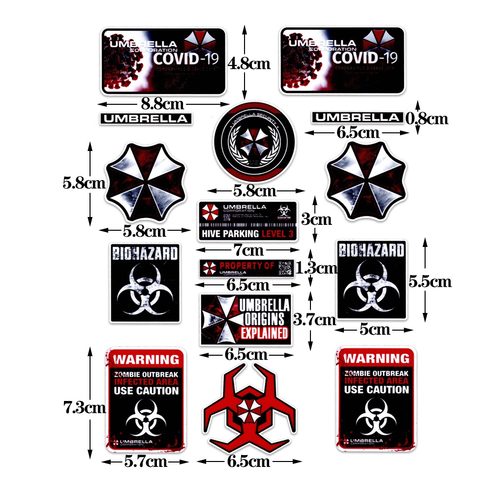 1Pcs Reflective Umbrella Corporation Resident Evil Decals A4 Size ...