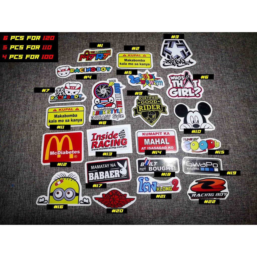 Motorcycle and Car Laminated Stickers - Assorted Volume 1 | Shopee ...