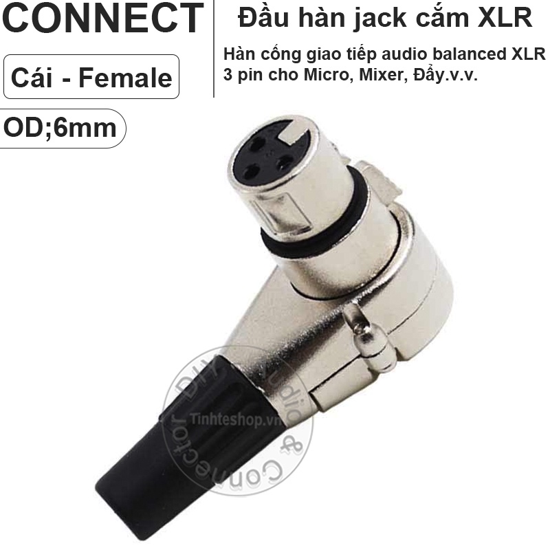 Canon XLR female 3 pin angled soldering head - XLR female connector ...