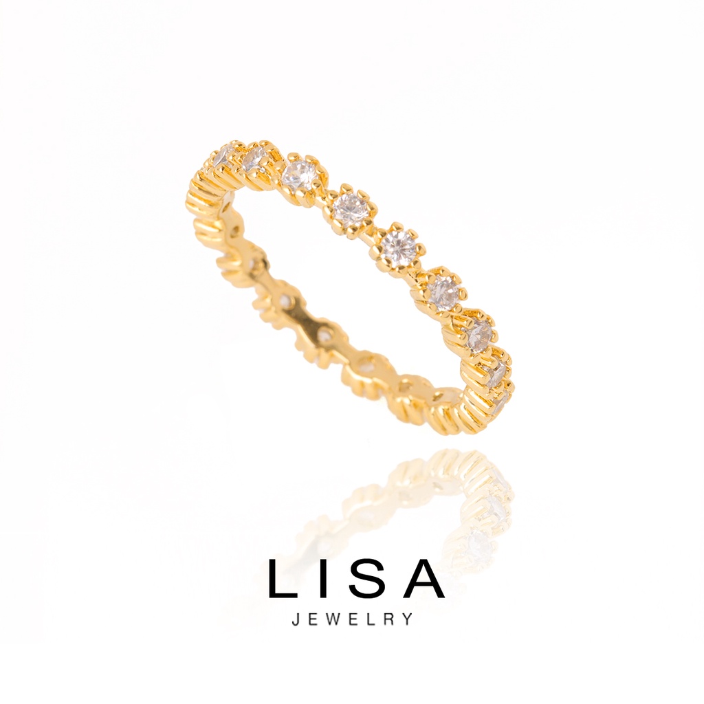 Lisa Jewelry 18K Women's Gold Ring Classic Diamond Shiny Ladies Ring ...