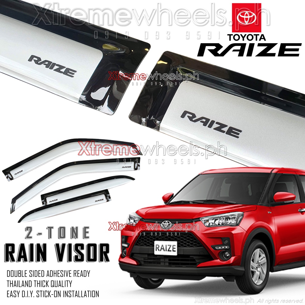 Toyota Raize 2022-2025 Silver Black Slim Type Thailand Made Rain Door ...