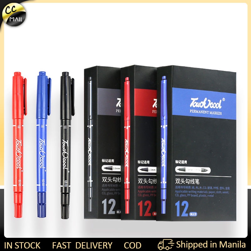 12PCS/Box Twin Marker Doubleheader Calligraphy Marker Oily Waterproof ...